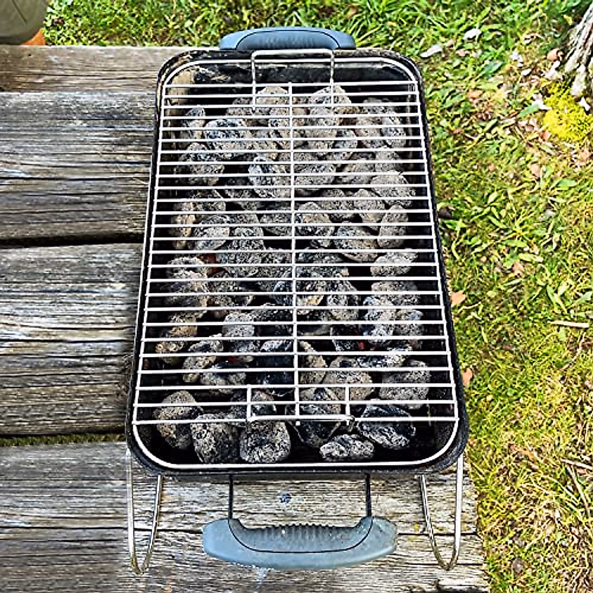 GRILLVANA 16 x 10 Inch 201 Stainless Steel Replacement Grill Grate with Handles - for Use in Weber Go Anywhere Grills - Gas or Charcoal BBQ Grilling Accessories