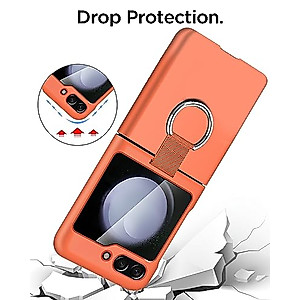 AICase for Samsung Galaxy Z Flip 5 Case with Ring, Protective Slim Thin Fit Women Girl Cute Phone Case for Samsung Galaxy Z Flip 5 5g, Orange