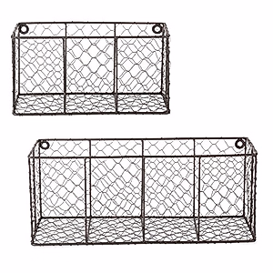 DII Chicken Wire Collection Farmhouse Vintage Wall Baskets, Assorted Basket, Vintage Grey