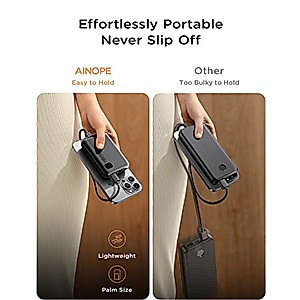 AINOPE Portable Charger The Smallest 10000mAh Power Bank USB C Mini Portable Charger PD 20W Fast Charge Portable Battery Charger Tri-Output Phone Charger Compatible with iPhone 14 Pro Max iPad Samsung