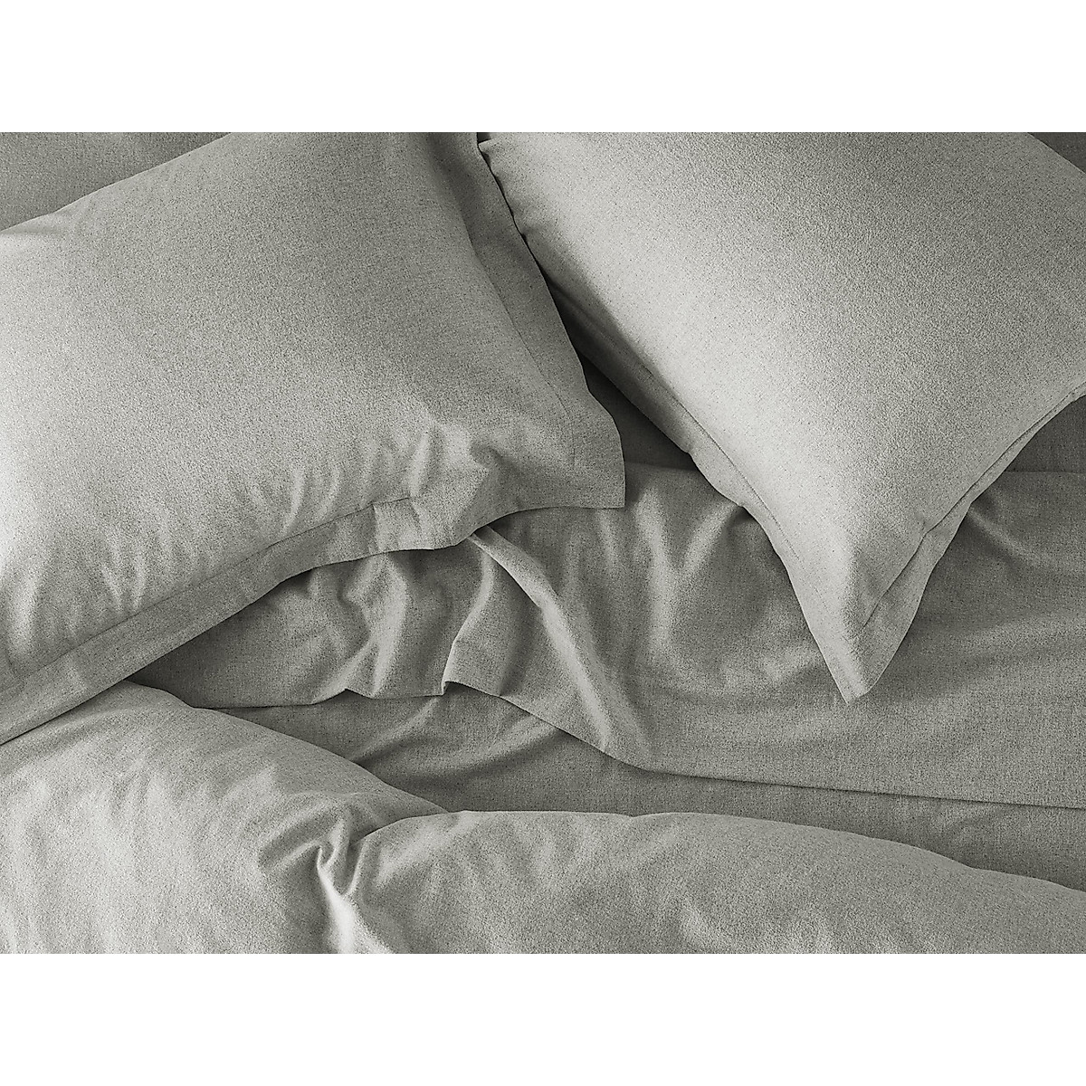 Coyuchi Cloud Brushed Organic Flannel Fitted Sheet, Pale Gray Heather (King)