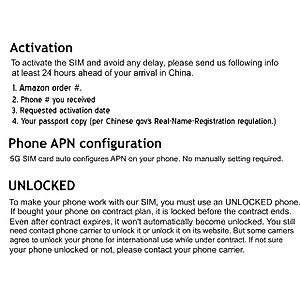 China Unicom Sim Card 5G Network 15Days 10GB Data, 100 Minutes Talk Plus 100 Texts