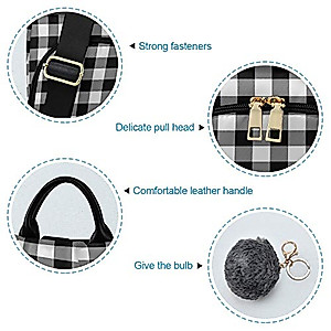 ALAZA Retro Black White Buffalo Plaid Backpack Purse for Women Anti Theft Fashion Back Pack Shoulder Bag