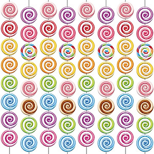 12pcs Candyland Party Decorations Banners Candy Hanging Swirl Candyland Birthday Garland Kit Lollipop Paper Cutouts for Candyland Theme Birthday Baby Shower Party Favor Indoor Home Office Decor