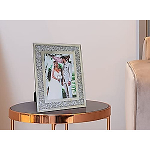 SW SAINT WINO 8x10 Picture Frame Set, Wedding Picture Frame and Family Pictures Ideal for Gifts, Crystal Silver Glass Photo Frame, Crushed Diamonds 2 Piece Pack for Tabletop Display.