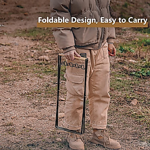 VPTMRP Trash Bag Holder with Wooden Handle Portable Foldable Garbage Bag Stand Stainless Steel Outdoor Garbage Can for Home Yard Kitchen Office Camping Fishing (White)