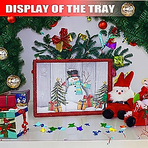 Krismax Christmas Decorations for Home 2023 Christmas Serving Tray with Handles Christmas Decorative Tray Coffee Table Serving Platter Thanksgiving Tray - Snowman Serving Tray(Red)