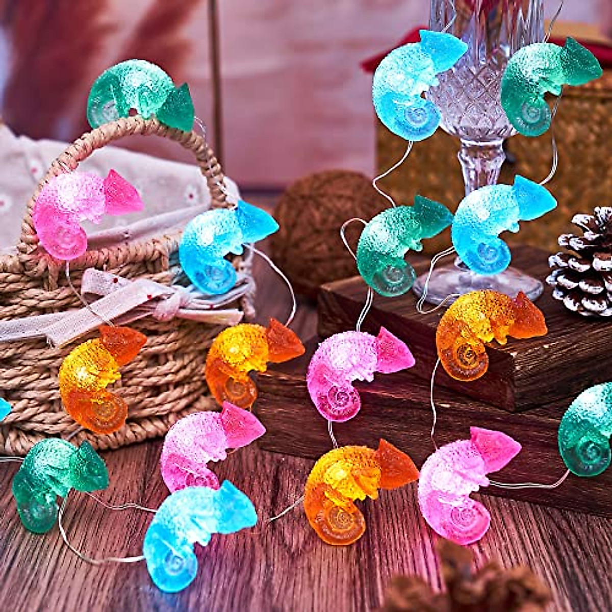 BELNIAK Tropical Theme Chameleon String Lights Outdoor Indoor 20LEDs 8ft Battery Operated Cute Decorative Lights for Bedroom Garden Yard Birthday Xmas Cake Decoration