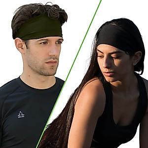 Temple Tape Headband, Sweatband and Sports Headbands Moisture Wicking Workout Sweatbands for Running, Crossfit, Skiing and Bike Helmet Friendly, 2 Piece