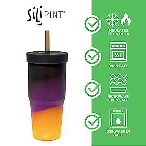 Silipint: Silicone 32oz Straw Tumbler: Sun Storm - Reusable, Unbreakable, Flexible, Sustainable, Hot or Cold, Airtight Lid, Travel