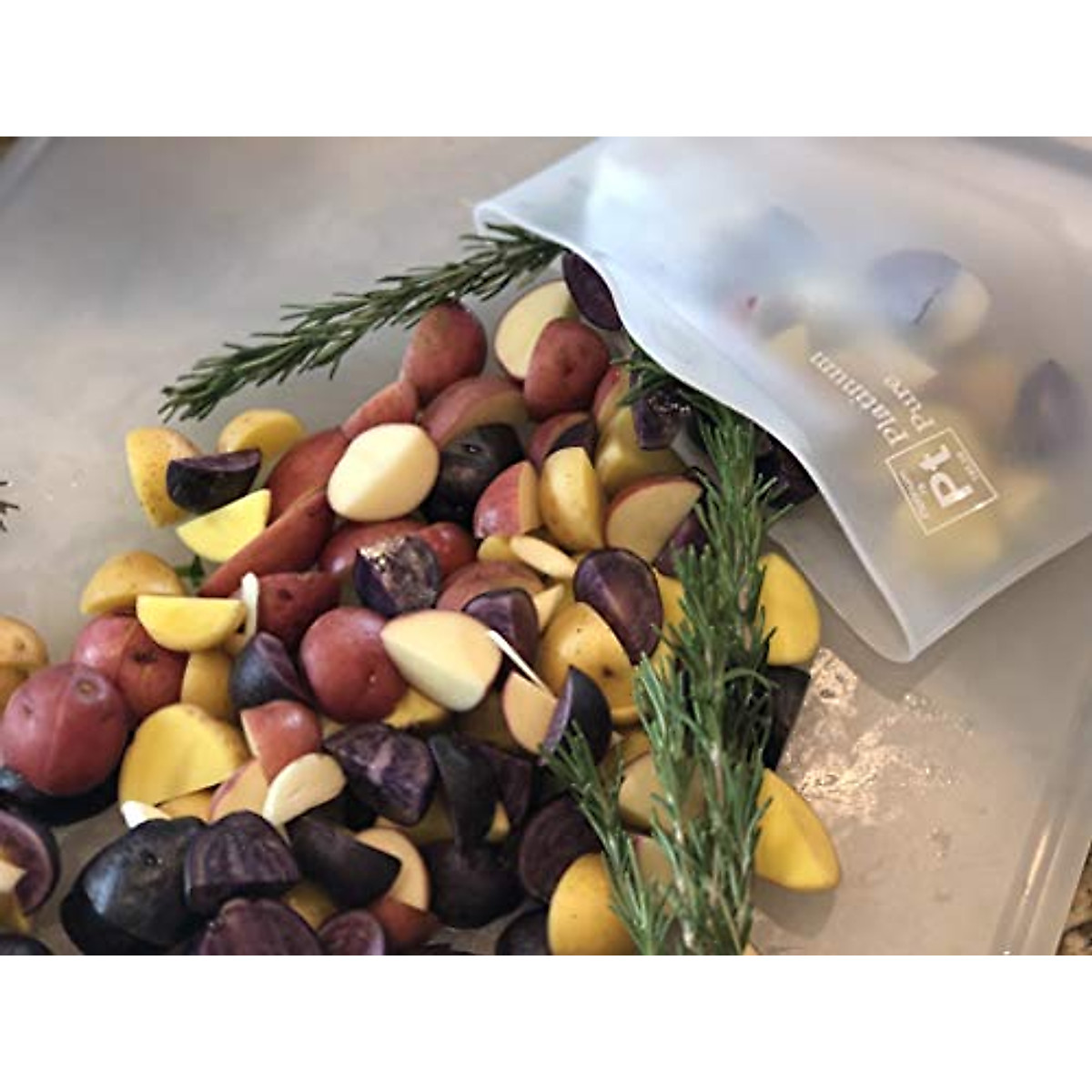 Platinum Pure - Large Reusable Sous Vide Bags - Set of 2 BPA Free Bags for Sous Vide Cooking - 100% Pure LFGB Platinum Silicone with no Fillers - Compatible with all immersion circulators, including Joule, Anova, ChefSteps, Kitchen Gizmo, Gramercy Kitchen