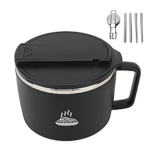 Horoper Microwave Ramen Bowl Set, Noodle Bowls With Lid Speedy Microwave Ramen Cooker In 15.8oz 1200ml capacity for Office College Dorm Room Instant Cooking(Black)