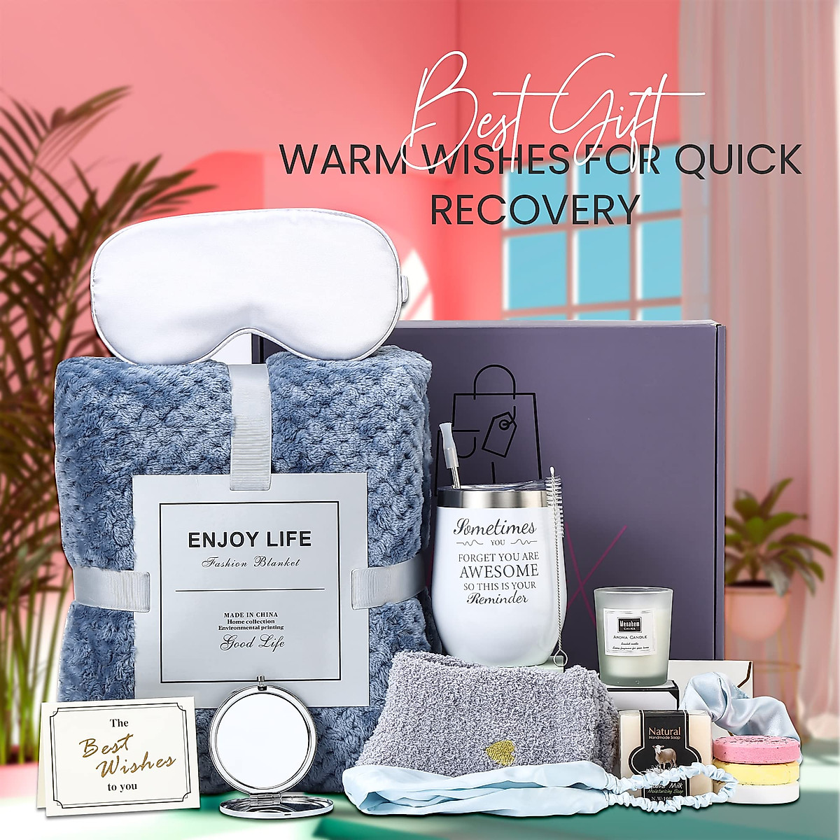 Get well soon gift for women|11 pcs care package for women | Thinking of you get well gifts for women after surgery - Unique Birthday gift - Get well gifts for woman after surgery