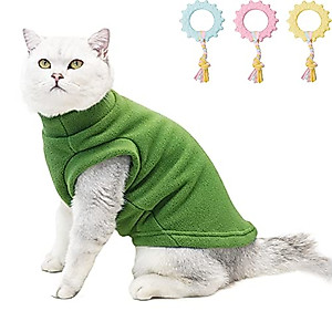 Dog Fleece Vest Warm Jacket Pullover Fleece Dog Sweater Cold Weather Cat Dog Clothes Coat Hoodie for Small Medium Dogs Green XL