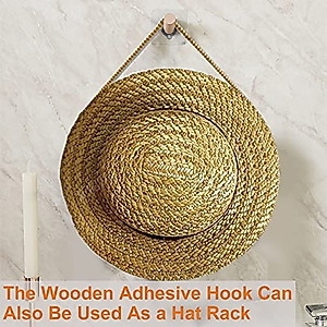 Macrame Hat Hangers for Wall with Adhensive Wooden Hook, Handmade Decorative Boho Hat Organizer Bohemian Macrame Cap Holder Set for Display for Beach Hat Sun Hat for Wide Brim Caps (3 holes & 2 holes)