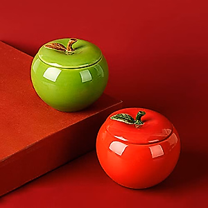 Mozacona Ceramic Apple Shape Container Food Storage Jar with Lid