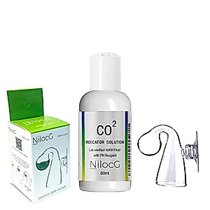 Glass CO2 Drop Checker – CO2 Monitor Kit for Aquarium Tank – Functional and Reliable – Transparent Drop Checker, 4dkh/pH Reagent Solution and Suction Cup
