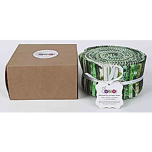 Soimoi 40Pcs Tie Dye Print Cotton Precut Fabrics for Quilting Craft Strips 2.5x42inches Jelly Roll - Green