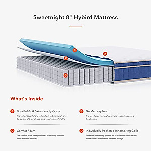 Sweetnight Full Mattress, 8" Full Size Hybrid Mattress with Gel Memory Foam & Individually Pocket Springs