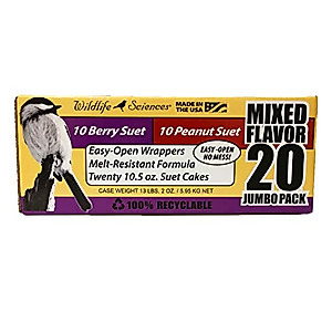 Suet Cake Jumbo Mixed 20 Pack | 10 Peanut & 10 Berry 10.5 oz. Suet Cakes for Wild Birds