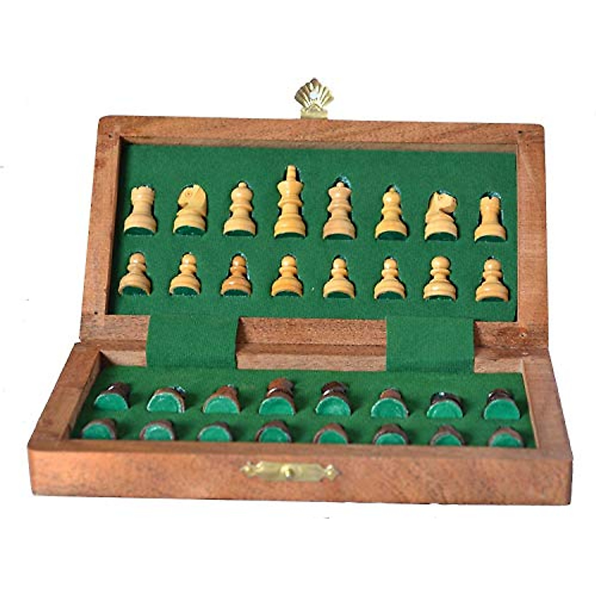 Chess Bazar - Magnetic Travel Pocket Chess Set - Staunton 7 X 7 Inch Folding Game Board Handmade in Fine Rosewood