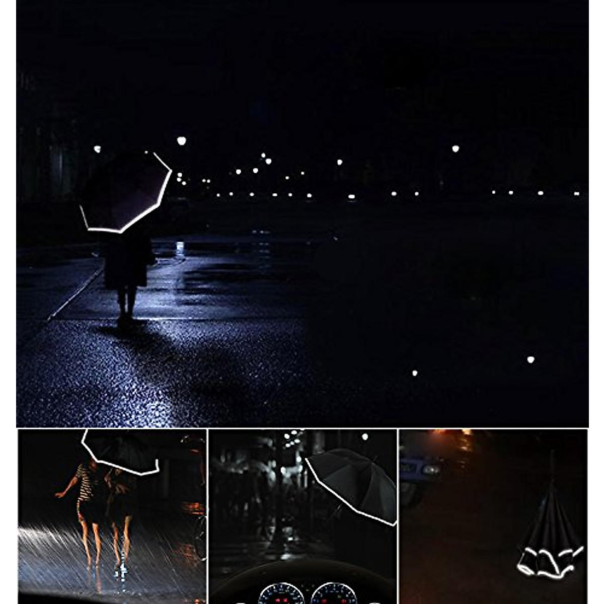 ALAZA Cartoon Llamas Windproof Inverted Open Close Reverse Rain Umbrella Inside Out Quality Waterproof Parasol Upside Down Stick Shelter with Hook c Handle