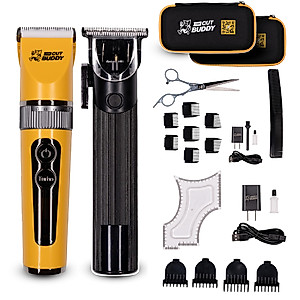 Mens Hair Clipper & Trim Buddy Cordless Trimmer | for Shaping & Edging Hairline + Beard | 23 Piece Bundle | The Cut Buddy