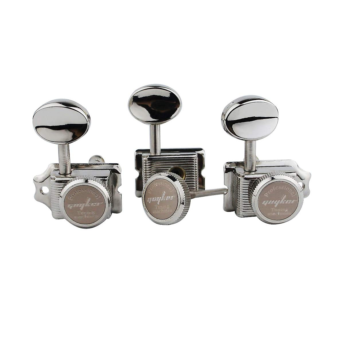 Guyker 6 Inline Vintage Guitar Lock String Tuners – Locking Tuning Key Pegs Machine Heads Replacement Parts for ST TL Style Electric, Folk or Acoustic Guitars – Nickel