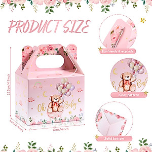 36 Pieces Bear Baby Shower Party Favor Boxes Cute Bear Treat Boxes Paper Candy Cookies Box Decoration for Baby Shower Party Supplies Gender Reveal Bear Themed Birthday Party Decor (Pink)