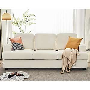 VanAcc Sofa, Comfy Sofa Couch with Extra Deep Seats, Modern Sofa- 3 Seater Sofa, Couch for Living Room Apartment Lounge, Offwhite Bouclé