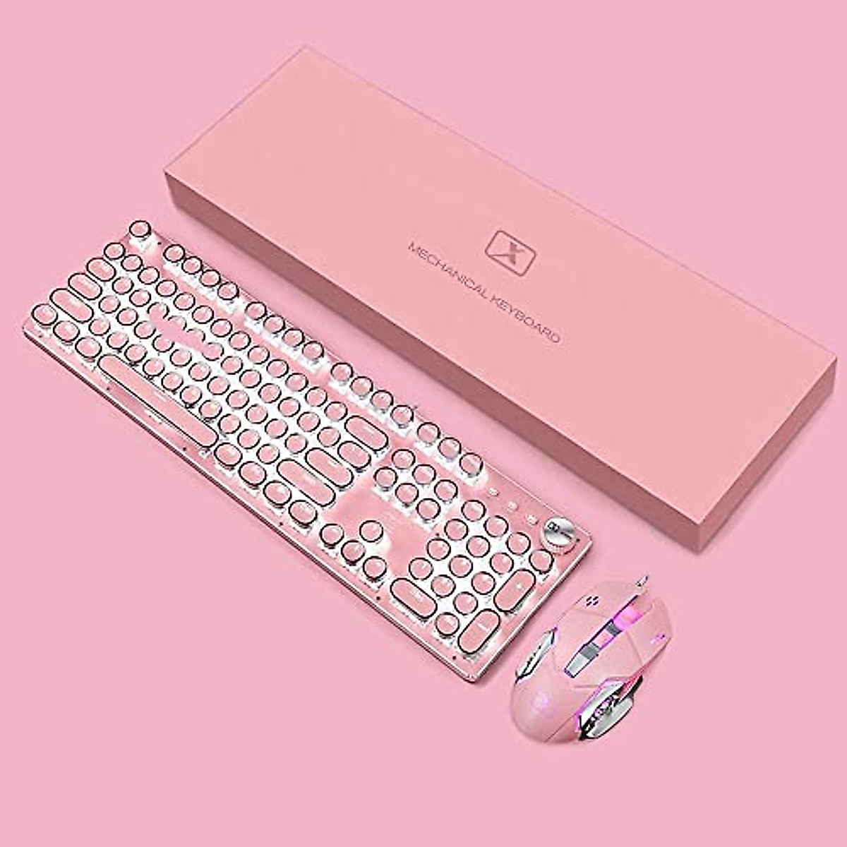 Basaltech Mechanical Gaming Keyboard and Mouse Combo, Retro Steampunk ...