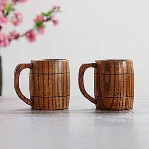 1PC Handmade Wooden 300mL Milk Beer Mug Wine Tea Drink Handcrafted Wood Cup Cap