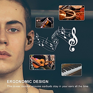 BASN Bsinger PRO in-Ear Monitors Hybrid Dynamic Dual Drivers Two Detachable MMCX Cables Musicians in-Ear Earbuds Headphones (Brown)