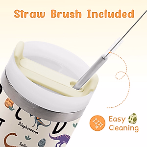 Dinosaur Gift for Kids, Alphabet Dinosaur Tumbler with Handle and Straw for Kids 14 Oz, Insulated Stainless Steel Dino Mugs for Toddlers Boy, Birthday Gifts for Little Boys Son Grandson