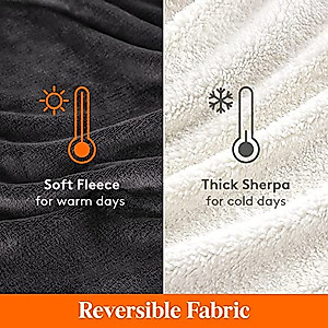 Lifewit Sherpa Throw Blanket Reversible Soft Blanket for Couch Sofa Bed, Decorative Thick Fuzzy Fluffy Fleece Blanket for Travel and Outdoor Camping, Grey, 60x80 Inches