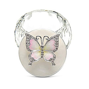 LASODY Butterfly jewelry Storage Box for Rings Earrings Necklace Treasure Chest Organizer Jewelry Keepsake Gift Box Case for Girl Women (Butterfly w/Crystal Box, Silver Plate)