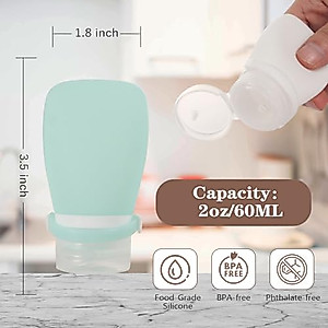 Ksooly 4-Pack 2Oz. Squeeze Salad Dressing Bottles with Fastening Belt | Small Dressing Container to Go | Portable Sauce Bottle Condiment Bottles | Food-grade Silicone, BPA Free