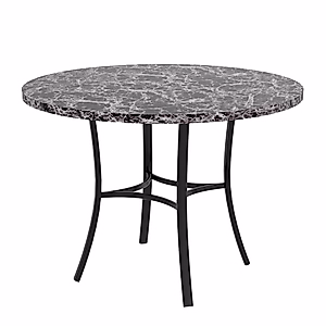 VECELO 36" Round Dining Table for 4, Faux Marble Dinette with Metal Frame for Kitchen, Apartment, Home, Space-Saving, Grey