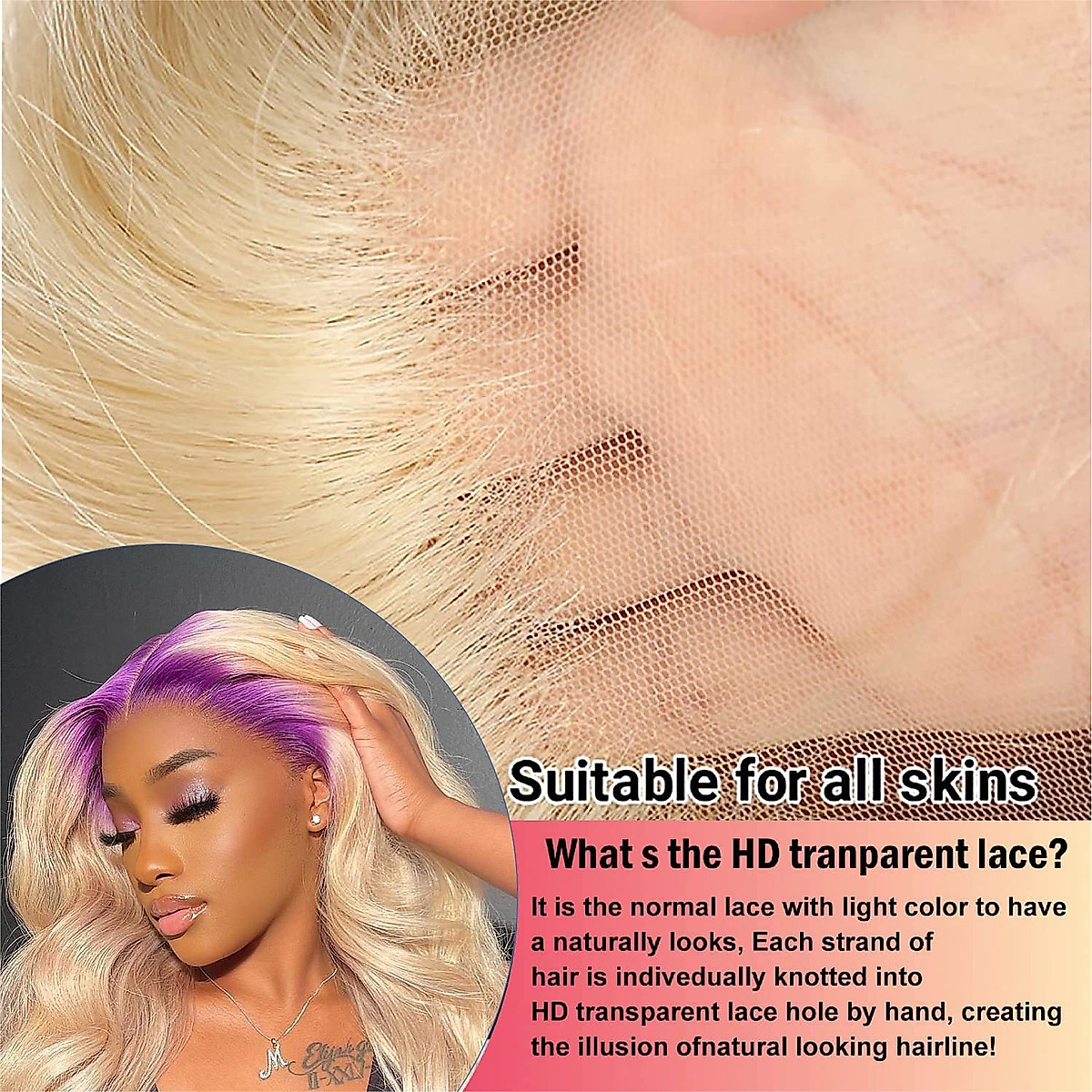 Mesariel 613 Blonde Lace Front Wigs Human Hair Body Wave 13x4 Transparent HD Lace Frontal Wig Pre Plucked with Baby Hair 150% Density 613 Human Hair Wigs for Black & White Women (18 inch)