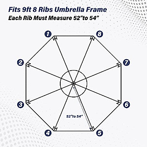 Simple Deluxe 9' Patio Outdoor Table Market Yard Umbrella Replacement Top Cover with 8 Ribs, 9ft Canopy, Red Canopy