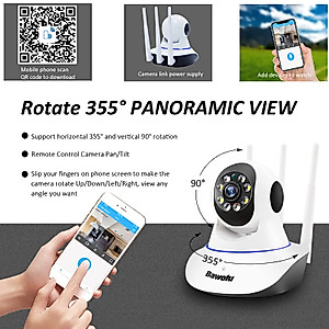 Bawofu IP Security Camera with 2 Way Audio 1080P Home Wireless Indoor, Support 2X Magnification & Free Motion Alerts Night Vision for Pet/Nanny Compatible SD Card up to 128G