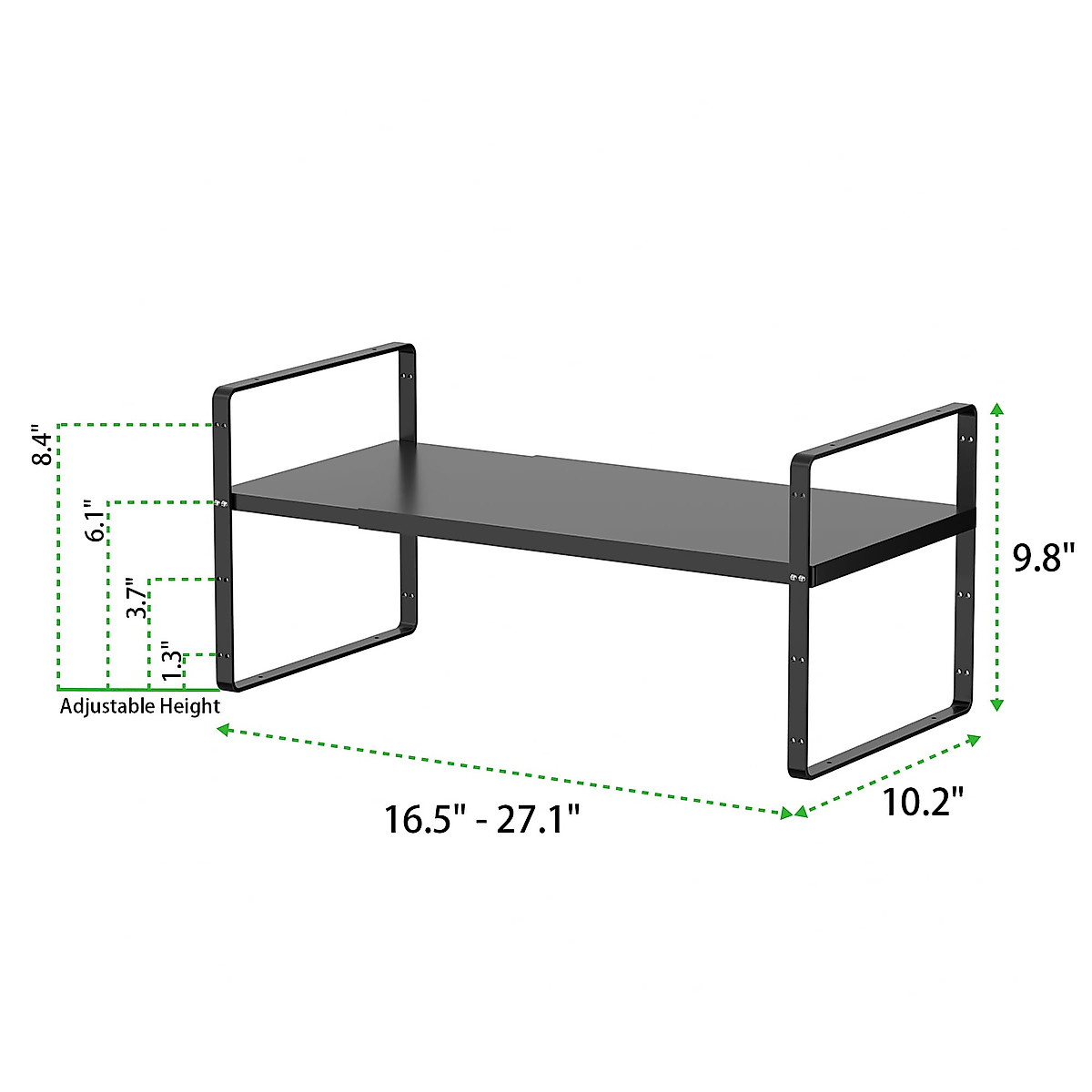 SOFRON Expandable Cabinet Storage Shelf Stackable Organizer Rack for Kitchen Bathroom Pantry Spice Cupboard Countertop Home Office Desk Heavy Duty Nonslip Black Large 1 PACK