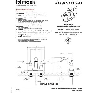 Moen 4505ORB Wynford Two-Handle Centerset High Arc Bathroom Faucet, Oil Rubbed Bronze