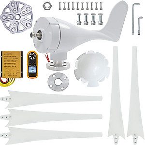 Pikasola Wind Turbine Generator Kit 400W 12V with 5 Blade, with Charge Controller, Wind Power Generator for Marine, RV, Home, Windmill Generator Suit for Hybrid Solar Wind System