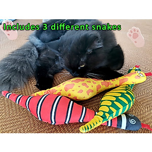 RUNLY Large Catnip Cat Toys 3PCS, Flipper Flopper Cat Toy Perfectly Caters Cat's Natural Instinct to “Rabbit Kick”, Cat Toys with Catnip for Indoor Cats, Cute Cat Toys with Well-fed Snake Shape