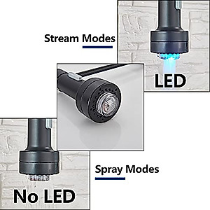 Kitchen Sink Faucet for Bar Farmhouse Commercial, Black Nickel Kitchen Faucet, LED Stream Mode Spout Pull Down 180 Degree Rotation, Hot Cold Deck Mount Mixer Crane Sink Taps (Color : Black and Gold)