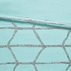 Sleep Philosophy True North Raina Electric Blanket Plush Throws-Low EMF- 50" x 60"- Metallic Geometric Print Cozy Soft-3-Setting Heat Controller, 50" x 60", Aqua