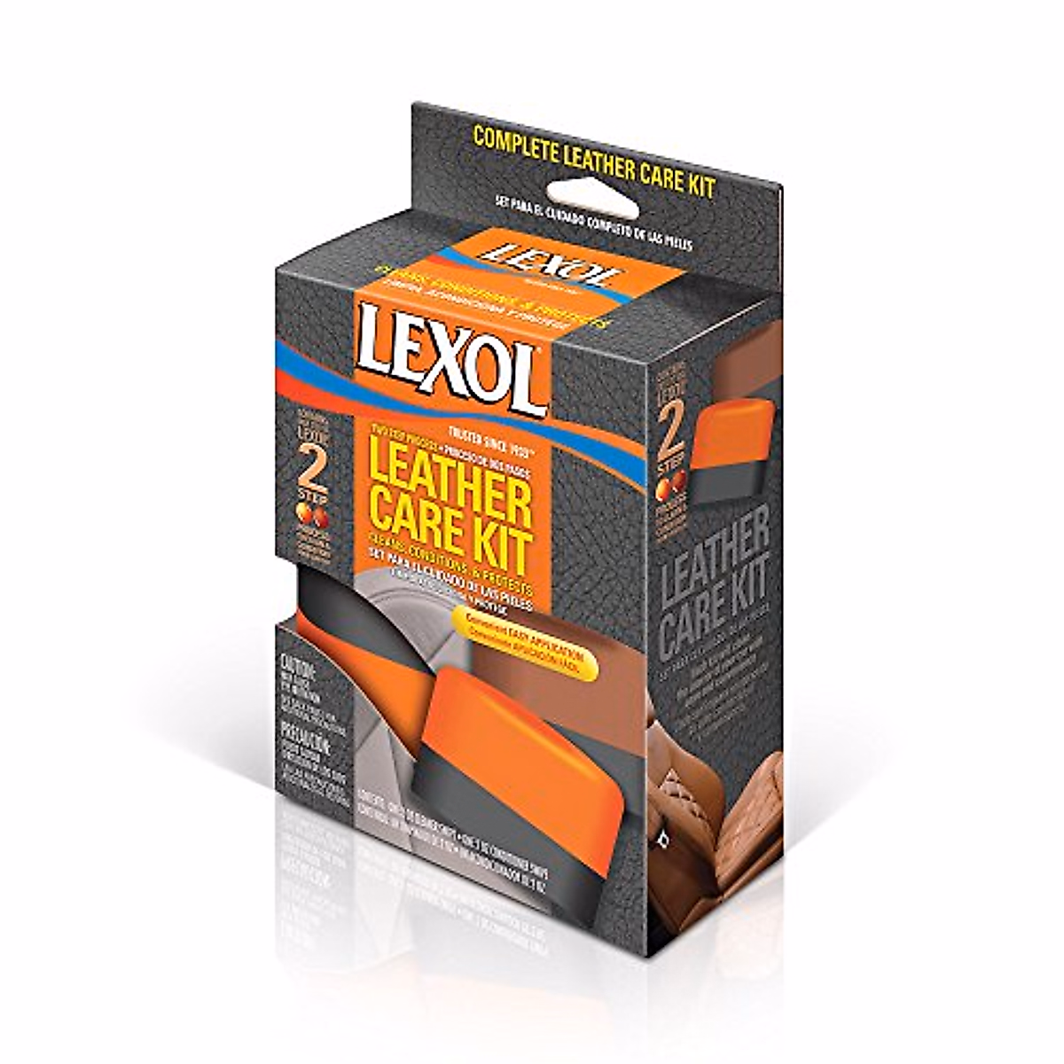 Lexol Leather Conditioner and Cleaner, 2-Step Leather Care Sponge Kit, Use on Car Leather, Furniture, Shoes, Bags, and Accessories