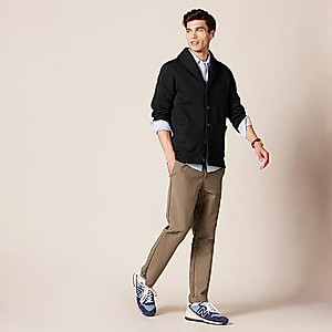 Amazon Essentials Men's Long-Sleeve Fleece Shawl-Collar Cardigan, Black, X-Large