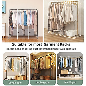 Senvitate Garment Rack Cover, Transparent PEVA Clothes Rack Cover with 2 Smooth Zipper, Clothing Dustproof Waterproof Protector Cover (47X20X59-Clear)